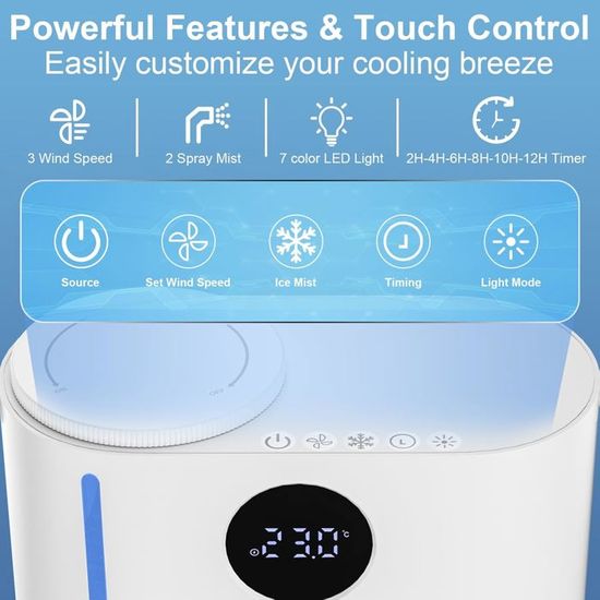 Climatiseur Portable Silencieux 900ML, 4 en 1 Refroidisseur d'Air, USB Mini Air Climatiseur ...