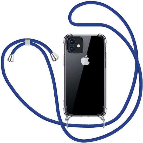 Coque avec cordon tour de cou bleu pour iPhone 12 Pro Max [Toproduits ...
