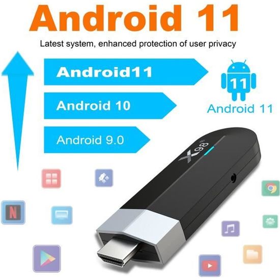 Clé TV X98 S500, Android 11, Amlogic S905Y4 HDR 10 + , 4K, Mini Box 60fps, Wifi 5G, Youtube ...