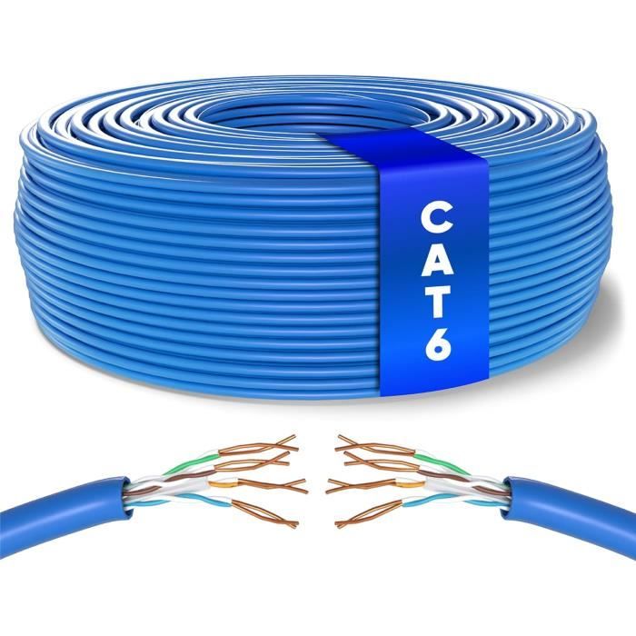 Câble Ethernet 50m, Bulk Reseau LAN Cable Cat 6 Haut Debit Pour ...