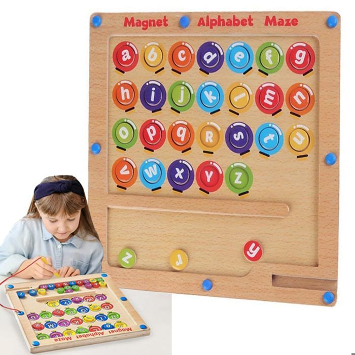 Magnetic Alphabet Maze Toy, Labyrinthe Magnétique, Lettres （abc）Puzzle ...