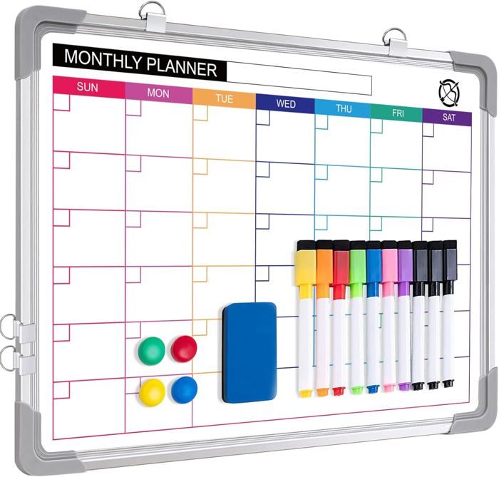 Petit tableau blanc magnétique A3 pour mur, planificateur mensuel blanc ...