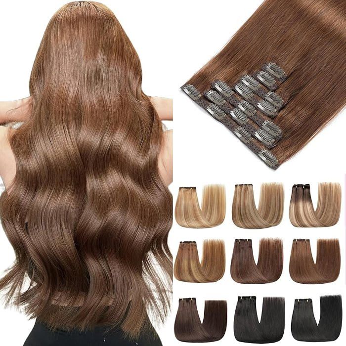 Extension Cheveux Naturel Clip, 7pcs Invisible Rajout Cheveux Clip ...
