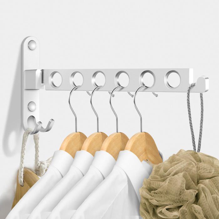 Étendoir, Cintre Mural Support de Séchage, Rotation 90°, Porte ...