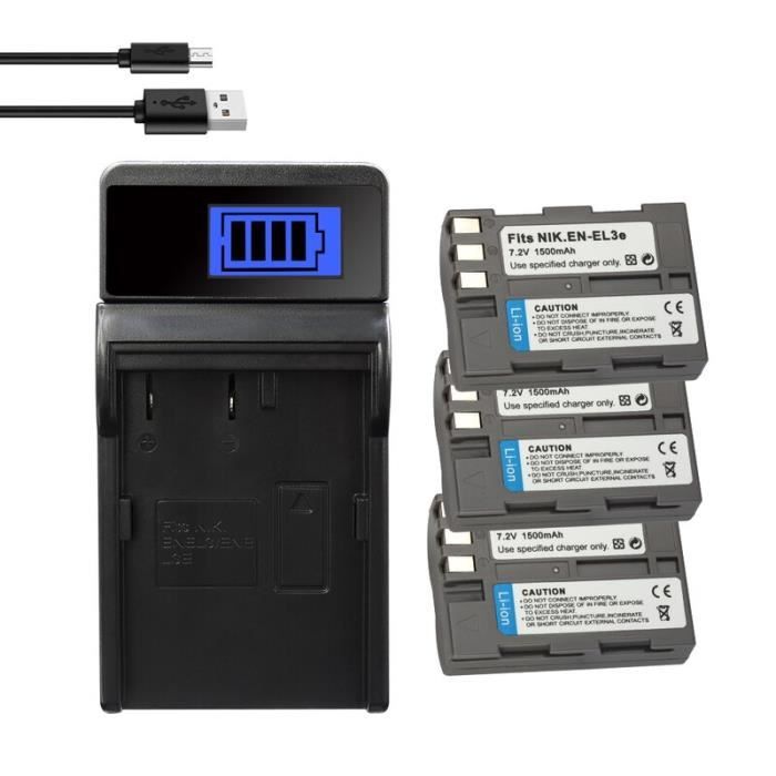 1Charge 3Battery-EN-EL3e ENELmerveilleuse pour Nikon D30 D300s D50 D70 ...