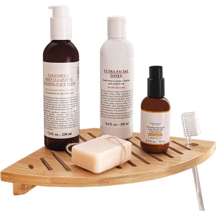 Etagere de douche bambou, etagere douche sans percage, étagère salle de ...