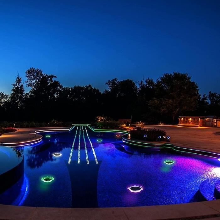 Lumière de Piscine, Lampe Solaire Piscine avec RGB Couleurs Changement ...