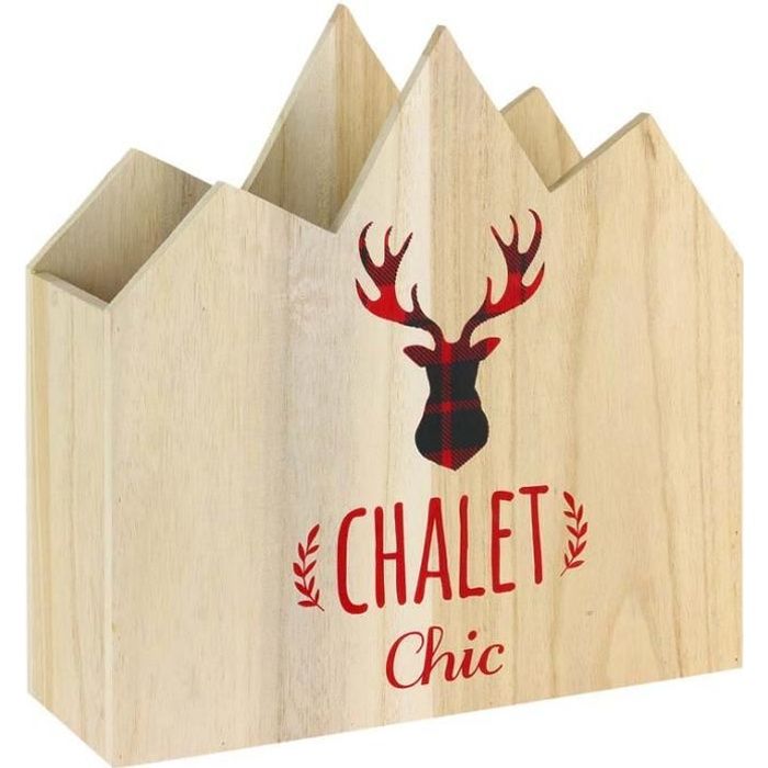 Range magazines en bois Bienvenue au chalet Chalet chic - Cdiscount Jardin