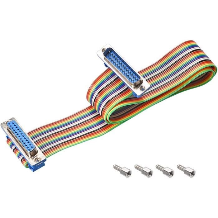 Flat Ribbon Cable DB25 Male to DB25 Female Connector 2.54mm Pitch 19 ...