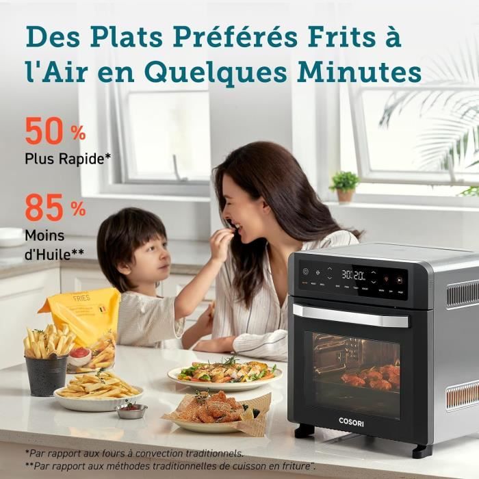 Friteuse à air chaud COSORI Mini Four 12L - Fonctions 11 en 1 - Noir - 1800 Watts - Température ...