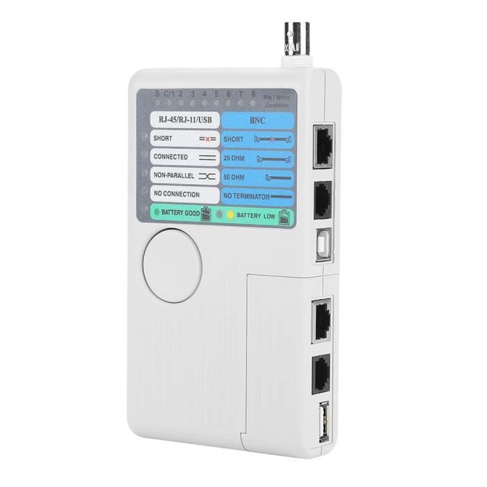 Testeur de câble réseau 4 en 1 - HURRISE - RJ11 RJ45 USB BNC - Gris ...