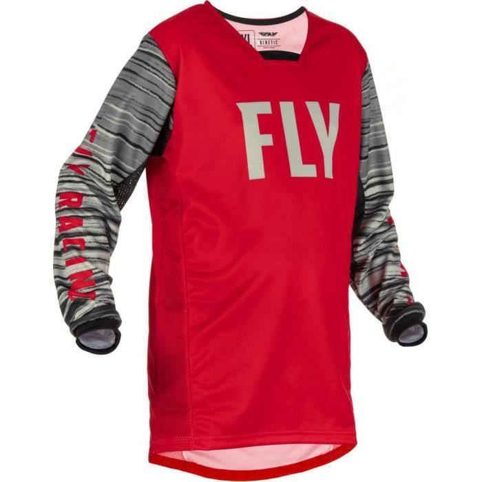 Maillot enfant Fly Racing Kinetic Wave - rouge/gris - Cdiscount Auto