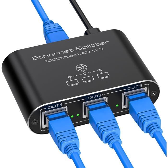 Schiuma Switch Ethernet 1 À 3 1000Mbps Switch Rj45 Multiprise Rj45 ...