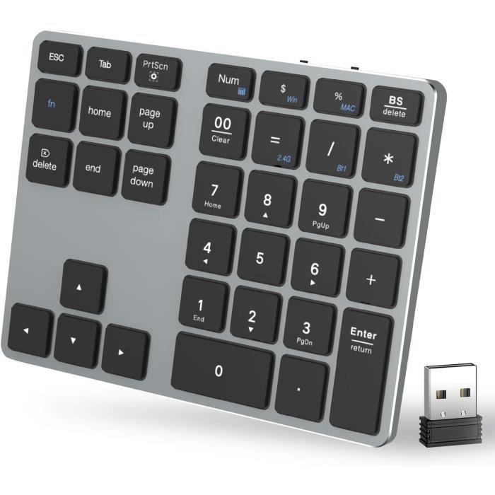 Clavier Numérique Bluetooth, Clavier Sans Fil 2,4 Ghz Pour Ordinateur ...