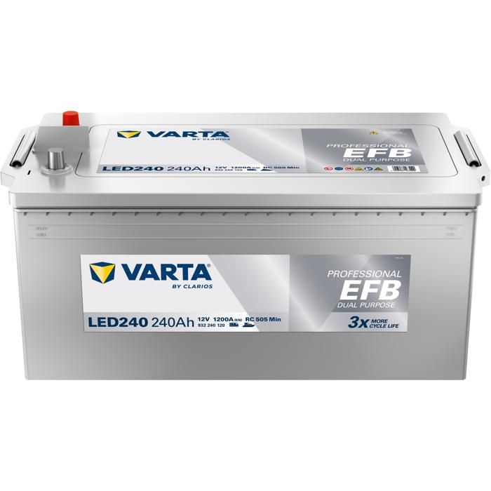 Batterie VARTA Professional Dual Purpose EFB LED 240 12V 240AH 1200 AMPS 518x276x242 + Gauche ...