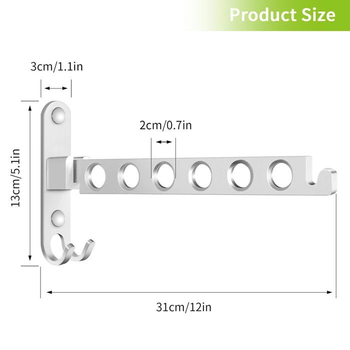 Étendoir, Cintre Mural Support de Séchage, Rotation 90°, Porte ...