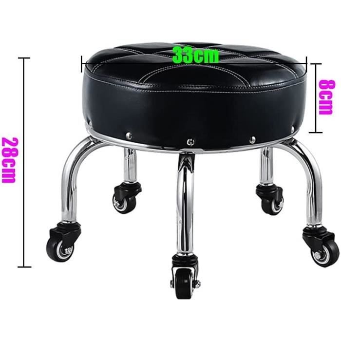WEYE-Petit Tabouret avec roulettes Rembourrage Épaisseur 8cm,Banc Rond ...