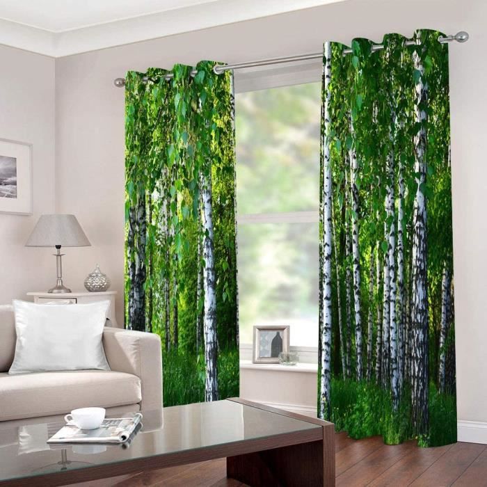 Rideau - Déco Maison - Paysage de forêt verte - Œillets - Isolant ...