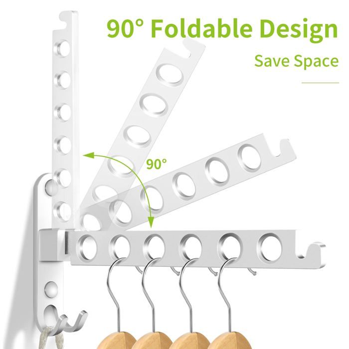 Étendoir, Cintre Mural Support de Séchage, Rotation 90°, Porte ...