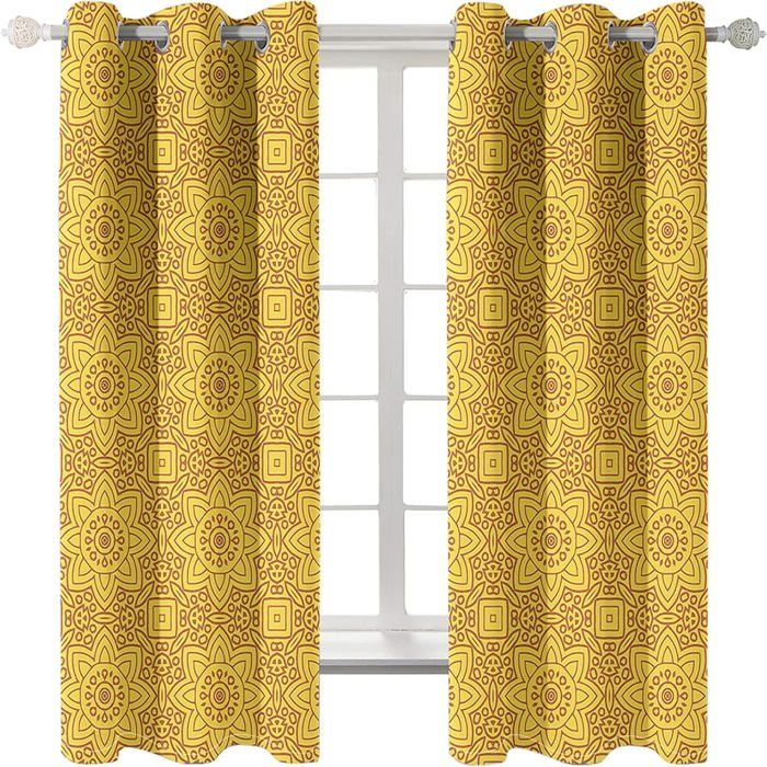 Rideau Occultant Thermiques Motif Ethnique Bohème 69X100Cm X 2 Rideau ...