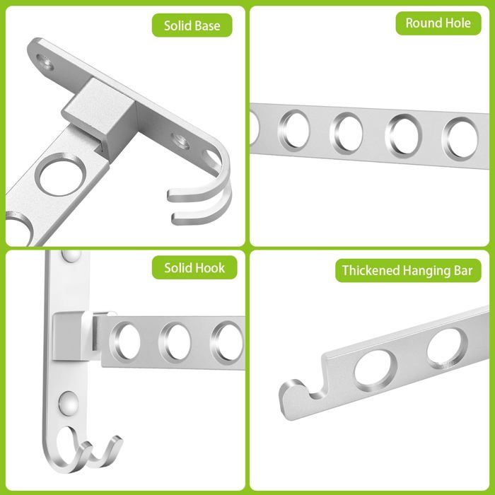 Étendoir, Cintre Mural Support de Séchage, Rotation 90°, Porte ...