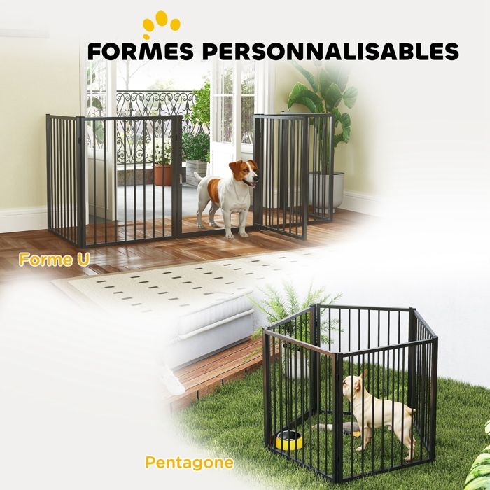 Parc pour chien - PawHut - parc pour animaux - 5 panneaux - clôture ...