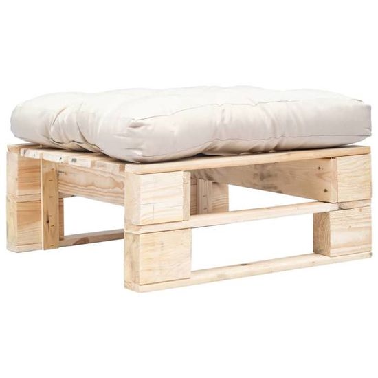 VidaXL Repose-Pied Palette de Jardin et Coussin Sable Table Basse Salon ...