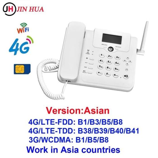 Version en Asie - Réseau téléphonique fixe, modem à carte SIM, routeur ...