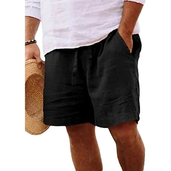 SHORT Shorts Été en Lin Homme Ample Décontracté Short de Plage Mode ...