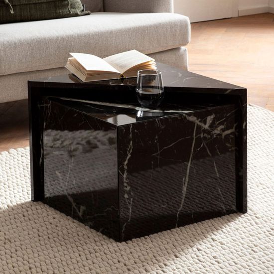 WOHNLING Tables Gigognes MONOBLOC Table d'appoint Basse Moderne Lot de ...