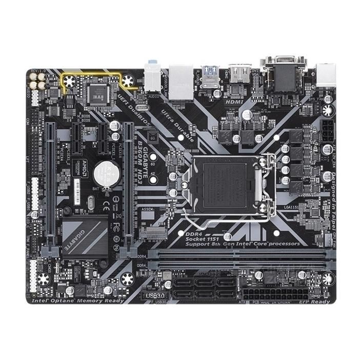Carte mère GIGABYTE B360M HD3 Intel B360 Socket LGA1151 2xDDR4 SDRAM ...