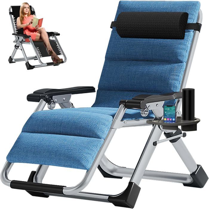 RISY Folding Sun Lounger, Garden Reclining Chair with Support Cushion ...
