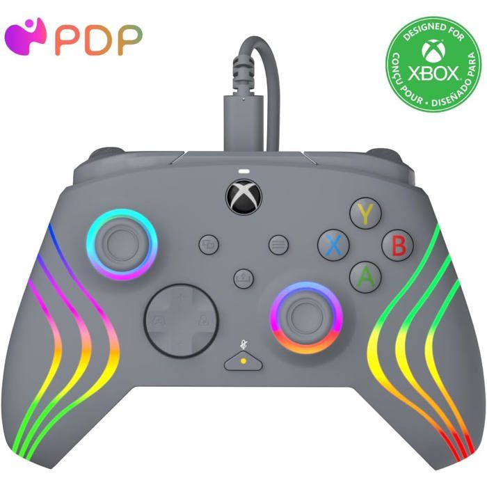 Manette filaire pour Xbox - EDILIQ - Gris - Éclairage LED ...