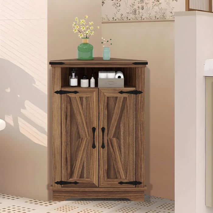 Meuble d'angle avec portes coulissantes - LUNSY - Style rustique ...