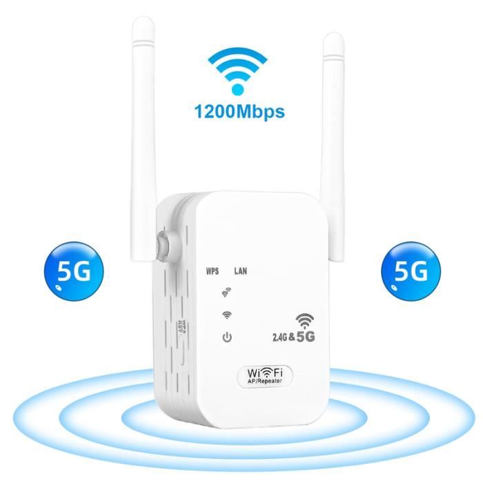 Antenne 1200Mbps 2-Répéteur WiFi 5G-1200G 2.4 Mb-s, longue portée, amplificateur de signal ...