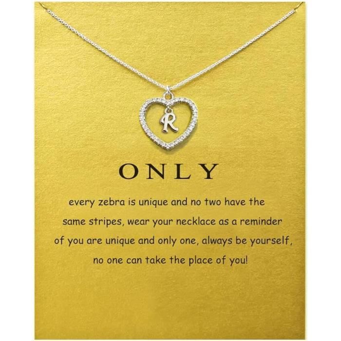 Collier Avec Initiale En Forme De Cœur Pour Femme - Collier En Argent ...