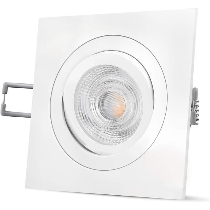 Spot Encastrable À Led Gu10 Blanc Carré Orientable Avec Led Gu10 ...