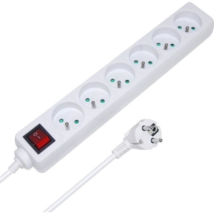 Multiprise Électrique Avec Interrupteur 6 Prises 1.50M Blanche Ce 52117 ...