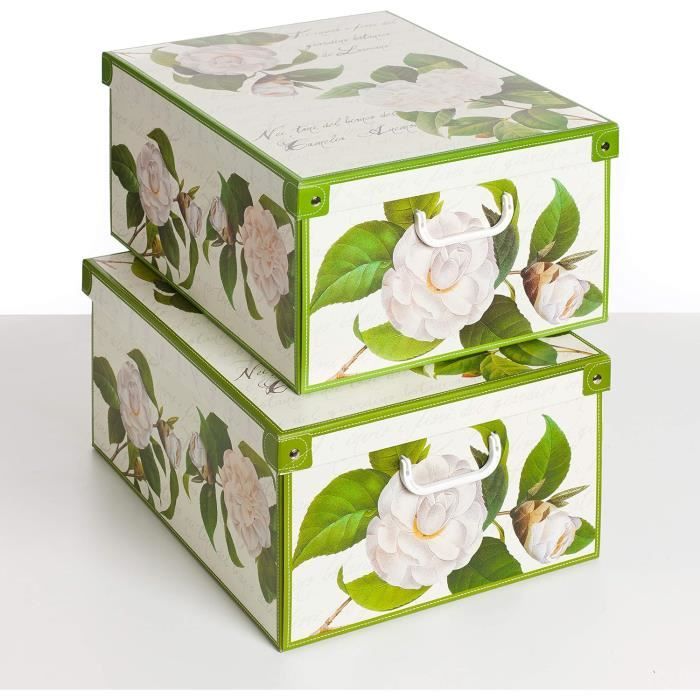 Lot De 2 Boîtes De Rangement En Carton, Avec Couvercle, Pour Ranger ...