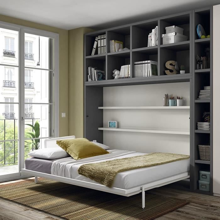 Lits pour enfants Meubles ROS Lit escamotable et étagères pour Matelas ...