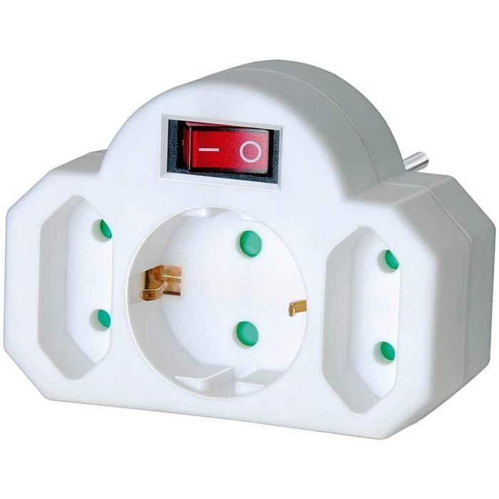 Lot de 6 multiprises avec adaptateur 3 prises avec interrupteur (2 ...