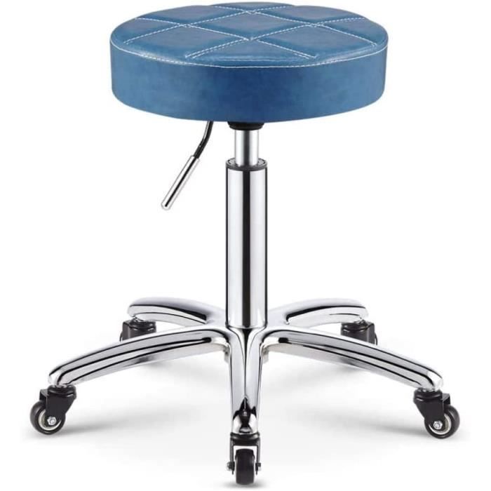 Tabouret roulant sur roulettes WEYE - Rouge - Siège en cuir - Hauteur ...