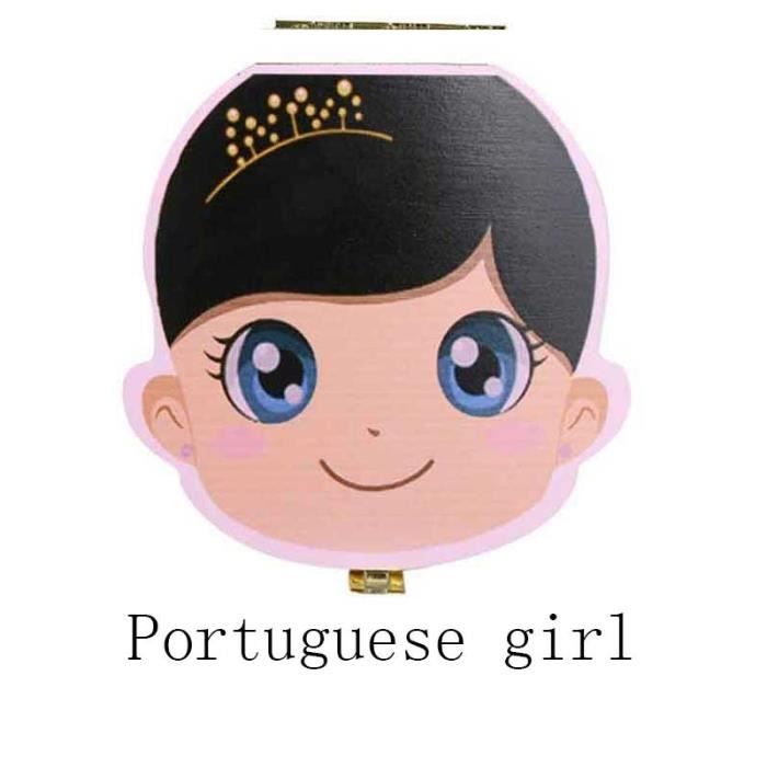 Boîte organiseur en bois pour dents de bébé, anglais-espagnol-Portugal ...