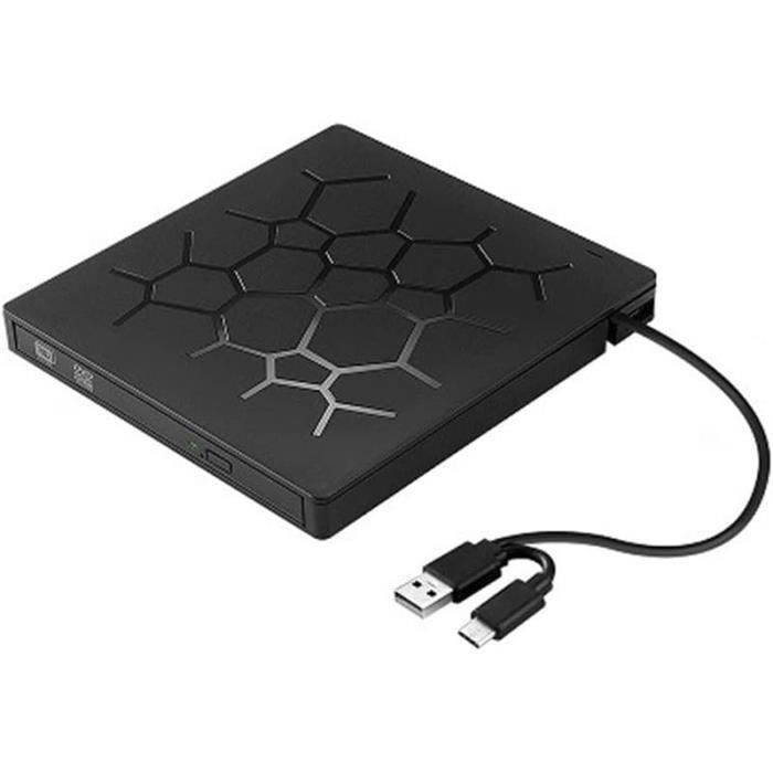 Lecteur CD-DVD externe avec lecteur optique SD-TF et USB 3.0 pour PC et ...