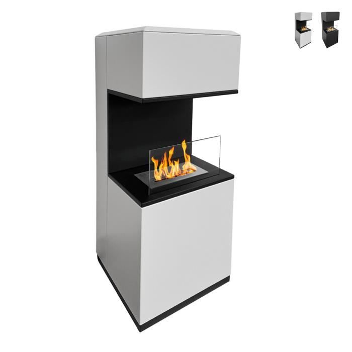 Cheminée bioéthanol - DIVINA FIRE - Oslo - Acier - Blanc - 100 cm de ...
