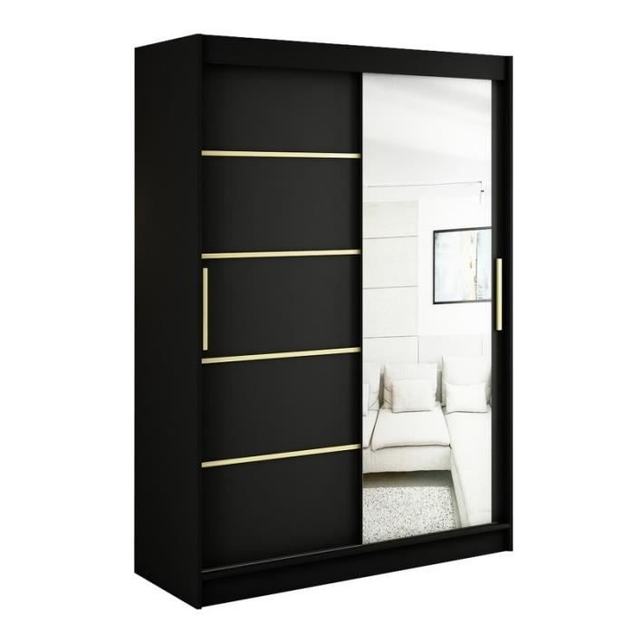 Armoire de Chambre KAIR V2 Noir 150 avec 2 Portes Coulissantes et ...