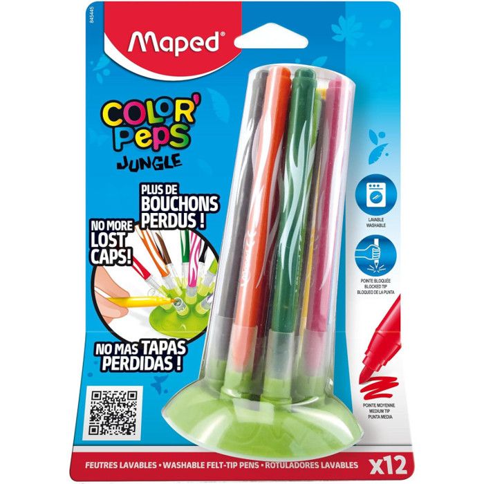 Feutres - MAPED - Color'peps Jungle - 12 Couleurs - Support Inclus ...