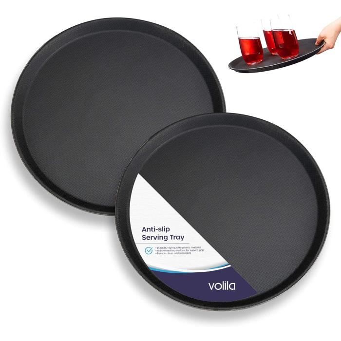 Volila Plateau de Service Rond Non Dérapant - Pack de 2 (28 cm) Plateau ...