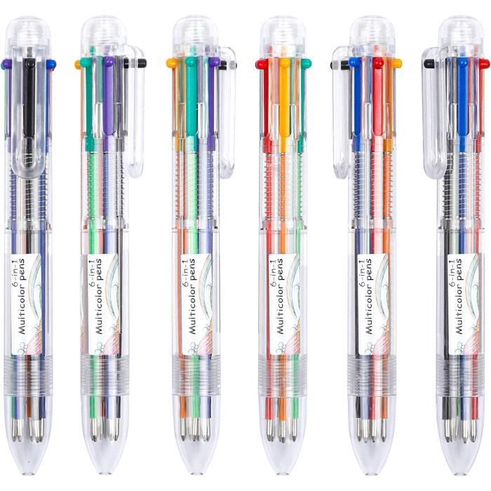 23 PCS Stylos à Bille Rétractable, Shuttle Art Stylos Multicolores 6-en ...