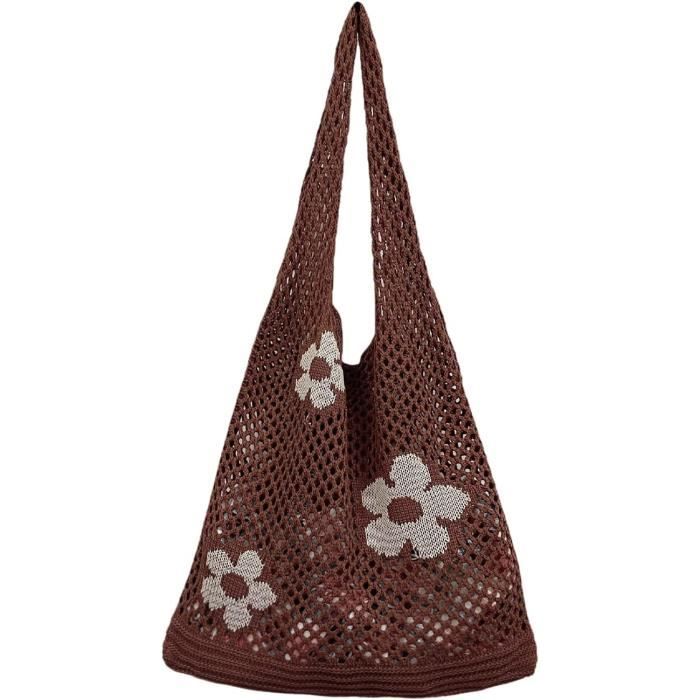 Sacs Portés Épaule Tricot Pour Femme Tricoté Fleuri Sacs Portés Main ...